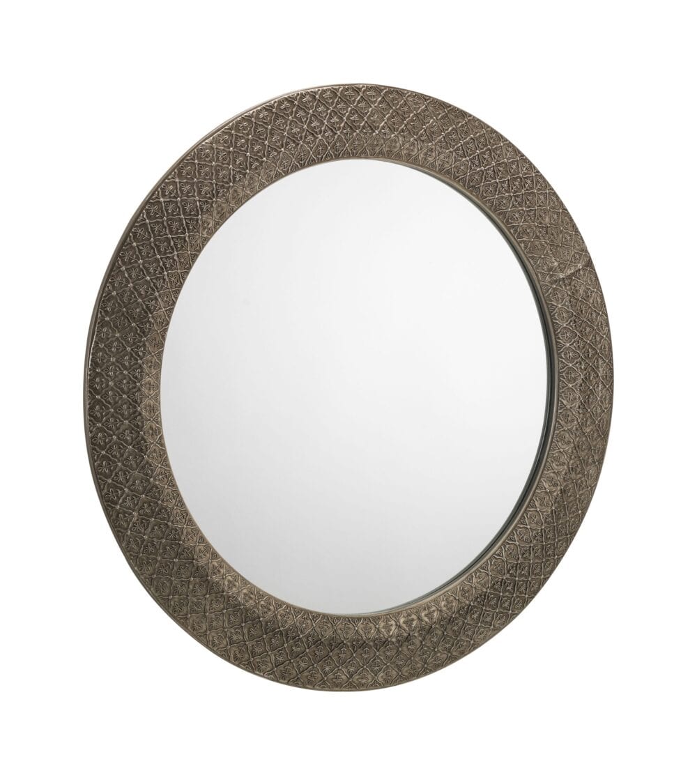 Radiance Large Round Pewter Wall Mirror