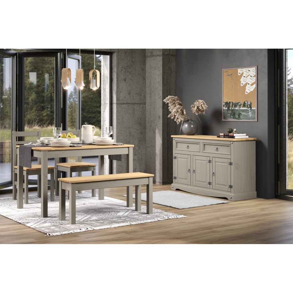 Grey And Pine Bench - Modern Dining Seating | Net Furniture