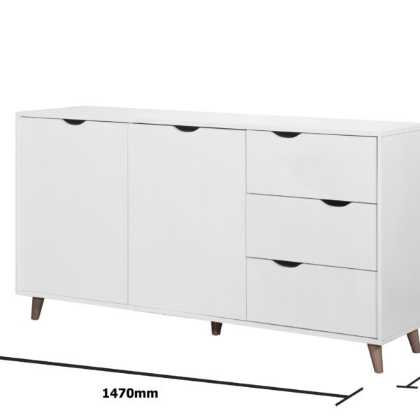 Dunort Sideboard With 2 Doors & 3 Drawers White