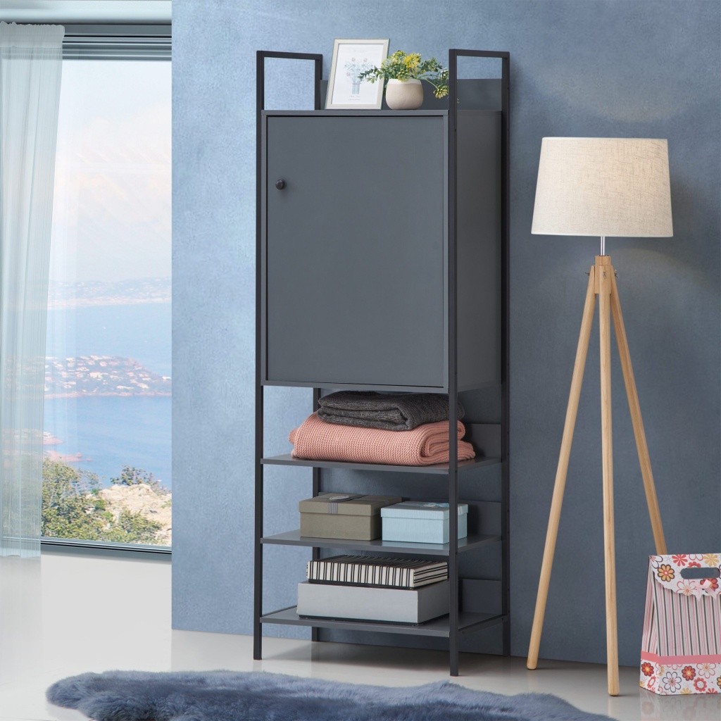 Dark Grey Storage Cabinet - Slim Living Room Unit | Net Furniture