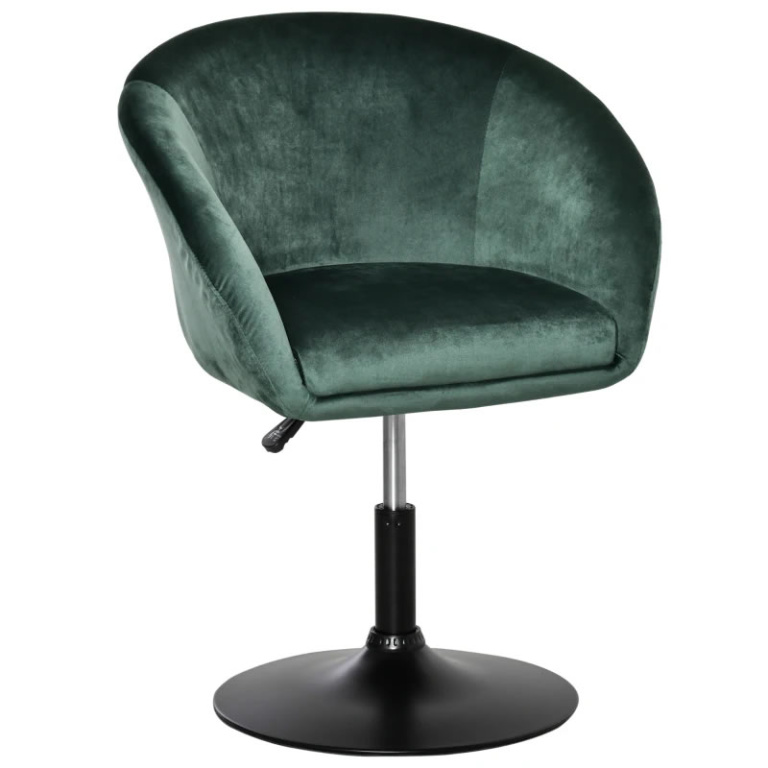 Green Swivel Bar Stool Fabric Dining Chair Dressing Stool With Tub Seat