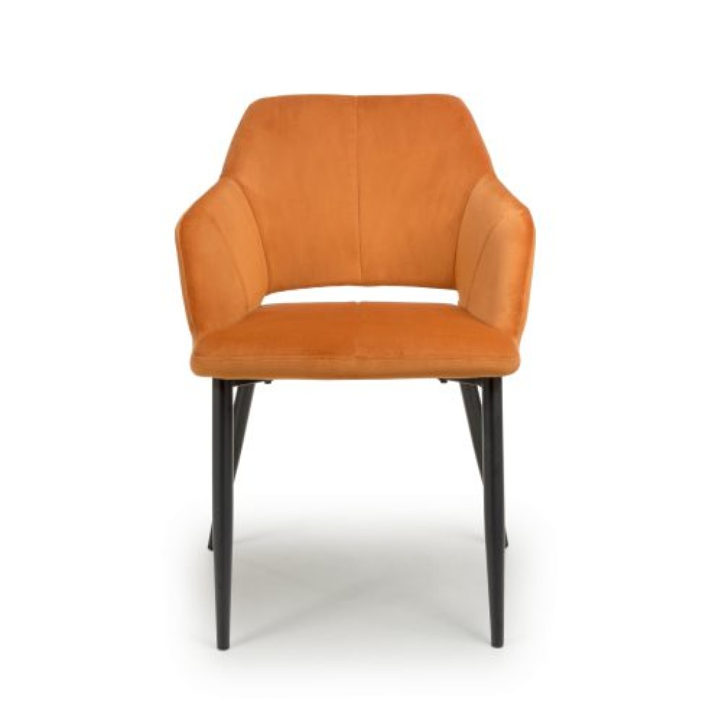 2x Yero Brushed Velvet Burnt Orange Dining Chair.