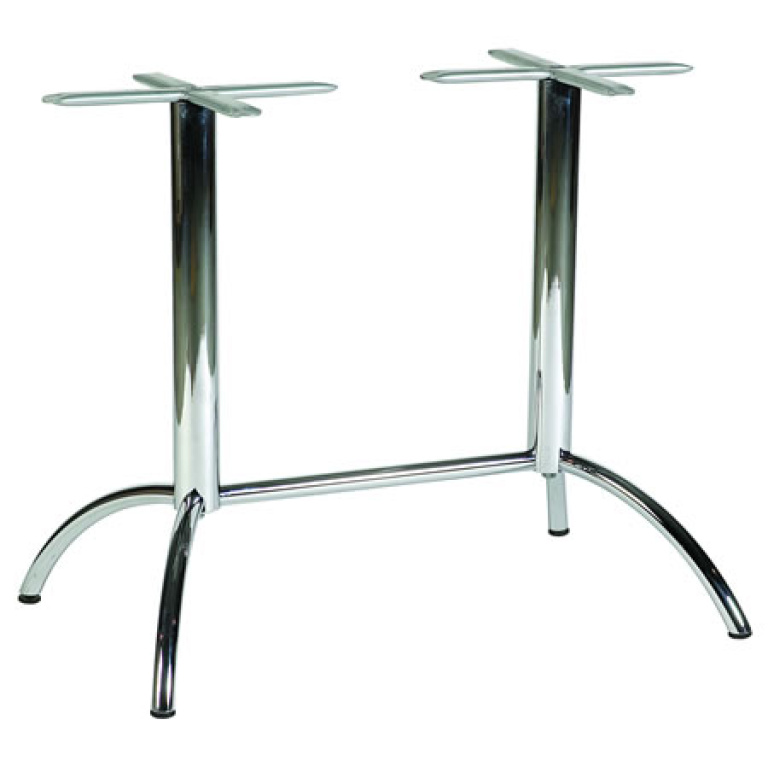 Twin Pedestal Chrome Table Base - Dining Height | Net Furniture